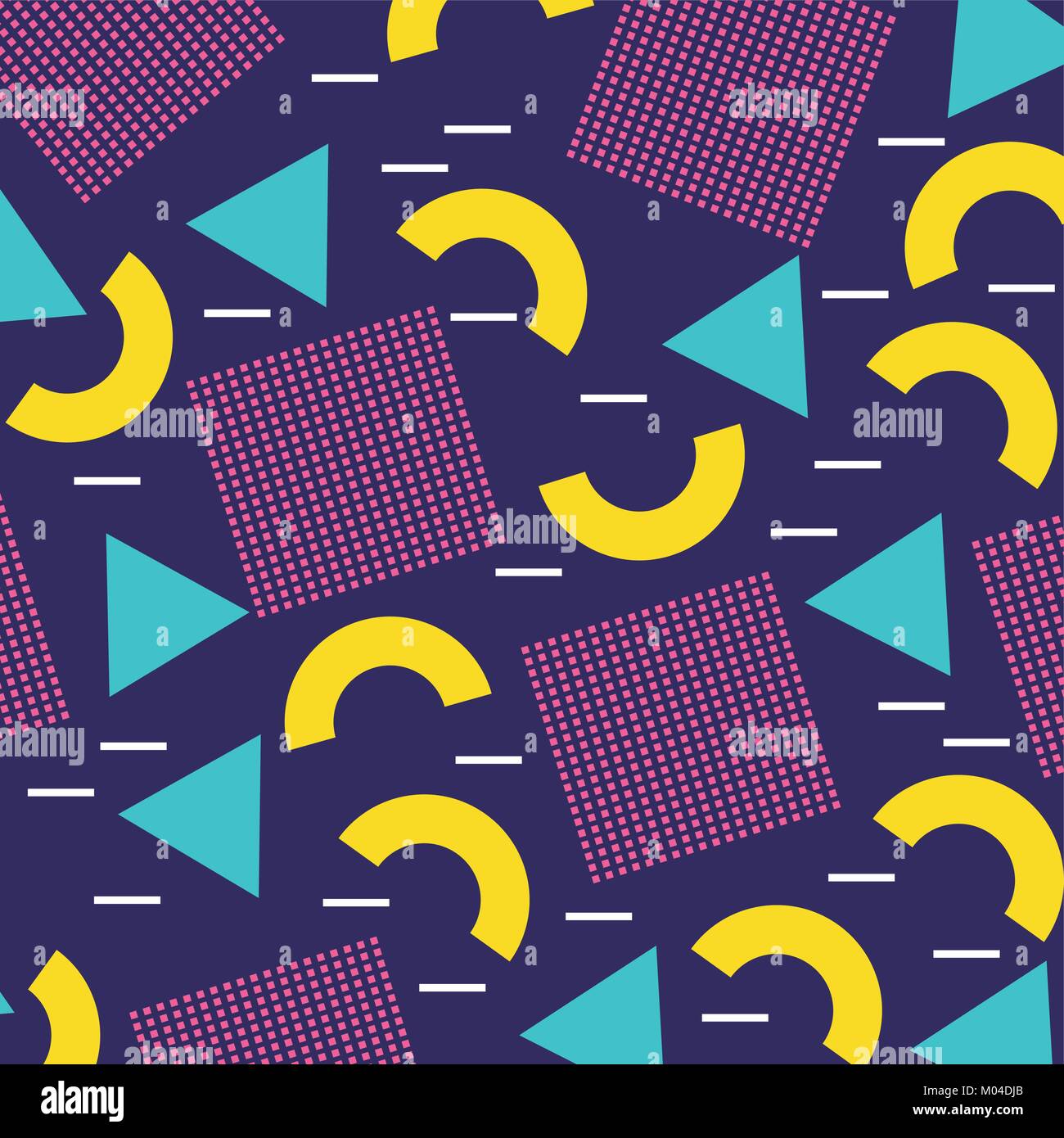 memphis geometric seamless pattern repeating square half circle figure ...