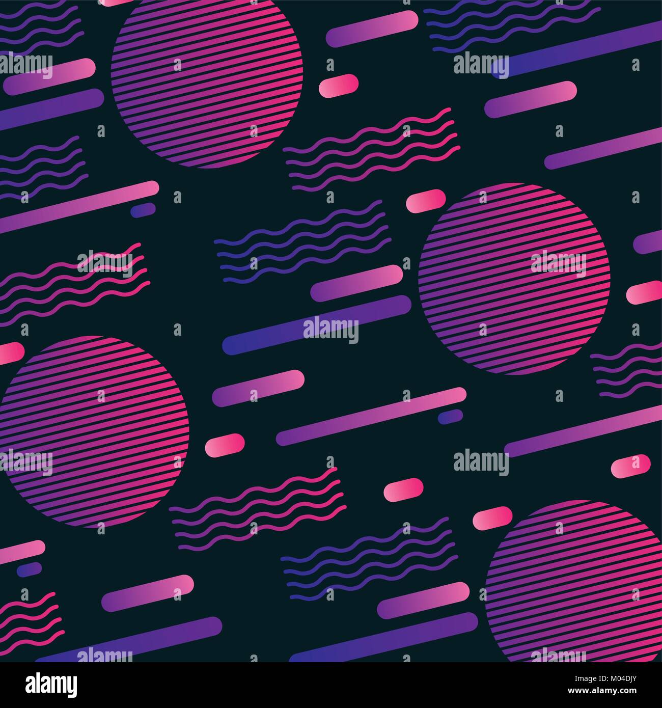 seamless geometric pattern in retro 80s style circle lines memphis pop ...