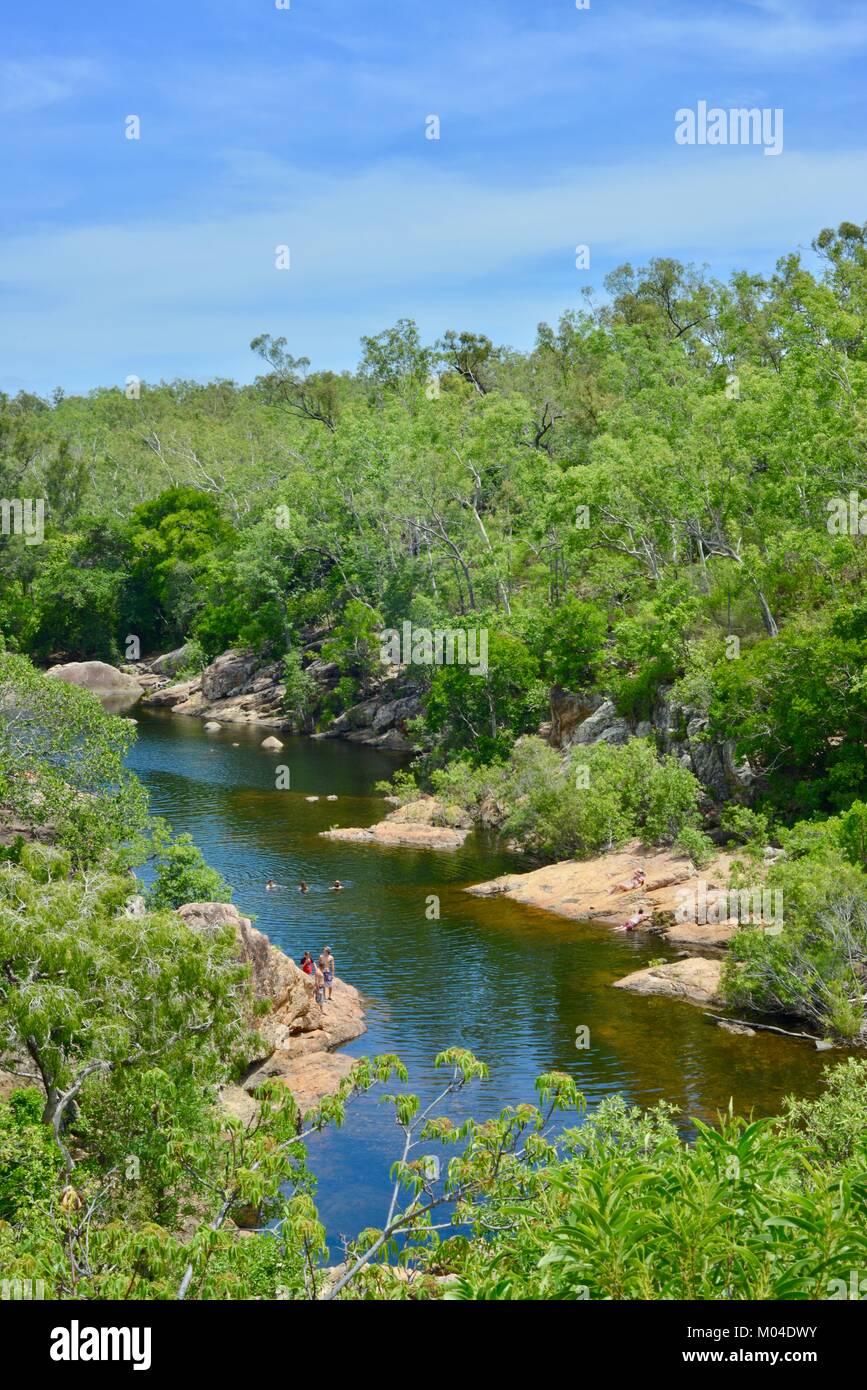 People swimming in alligator creek as seen from the lookout, Bowling ...