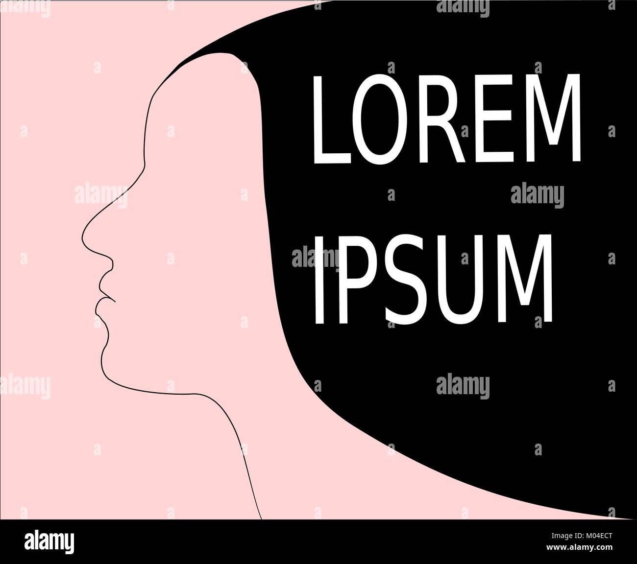 Lady woman face side view vector with lorem ipsum black hi-res stock ...