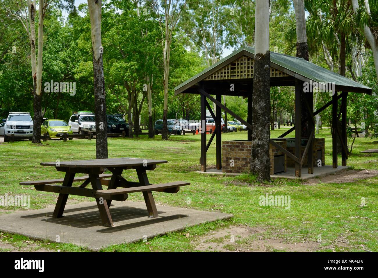 Brown Wood Public Picnic Table And Chairs Alternatively Benches At Bowling Green Bay National