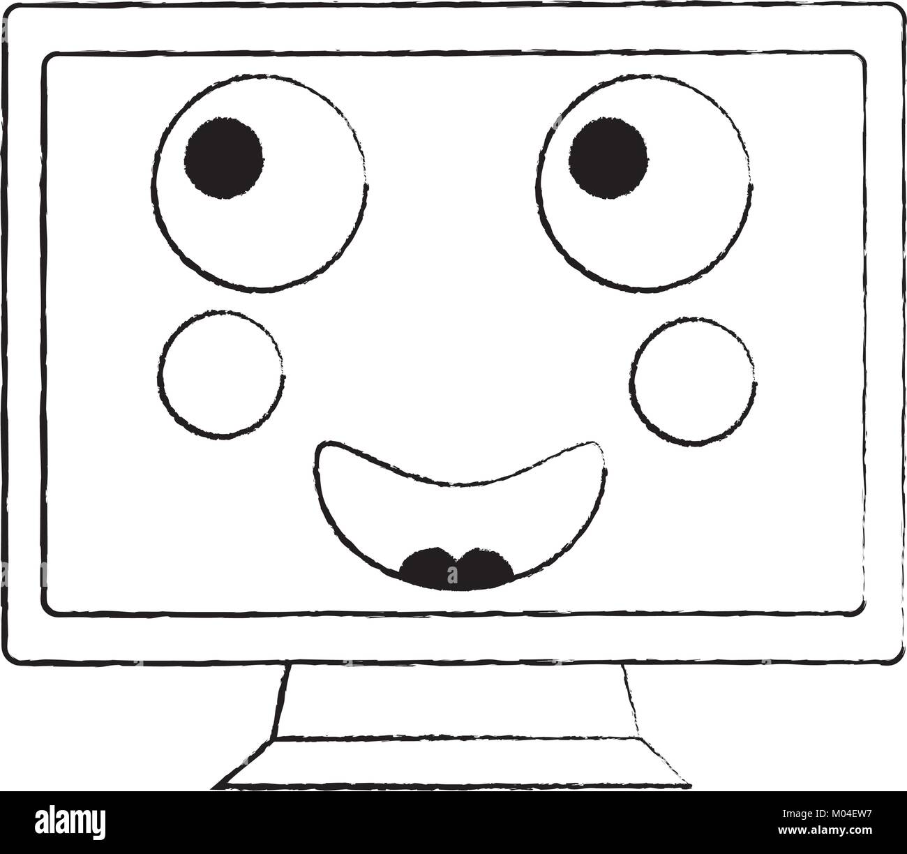 happy computer monitor kawaii icon image Stock Vector Image & Art - Alamy
