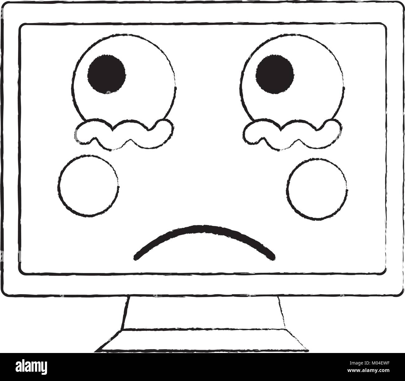 sad computer monitor kawaii icon image Stock Vector Image & Art - Alamy