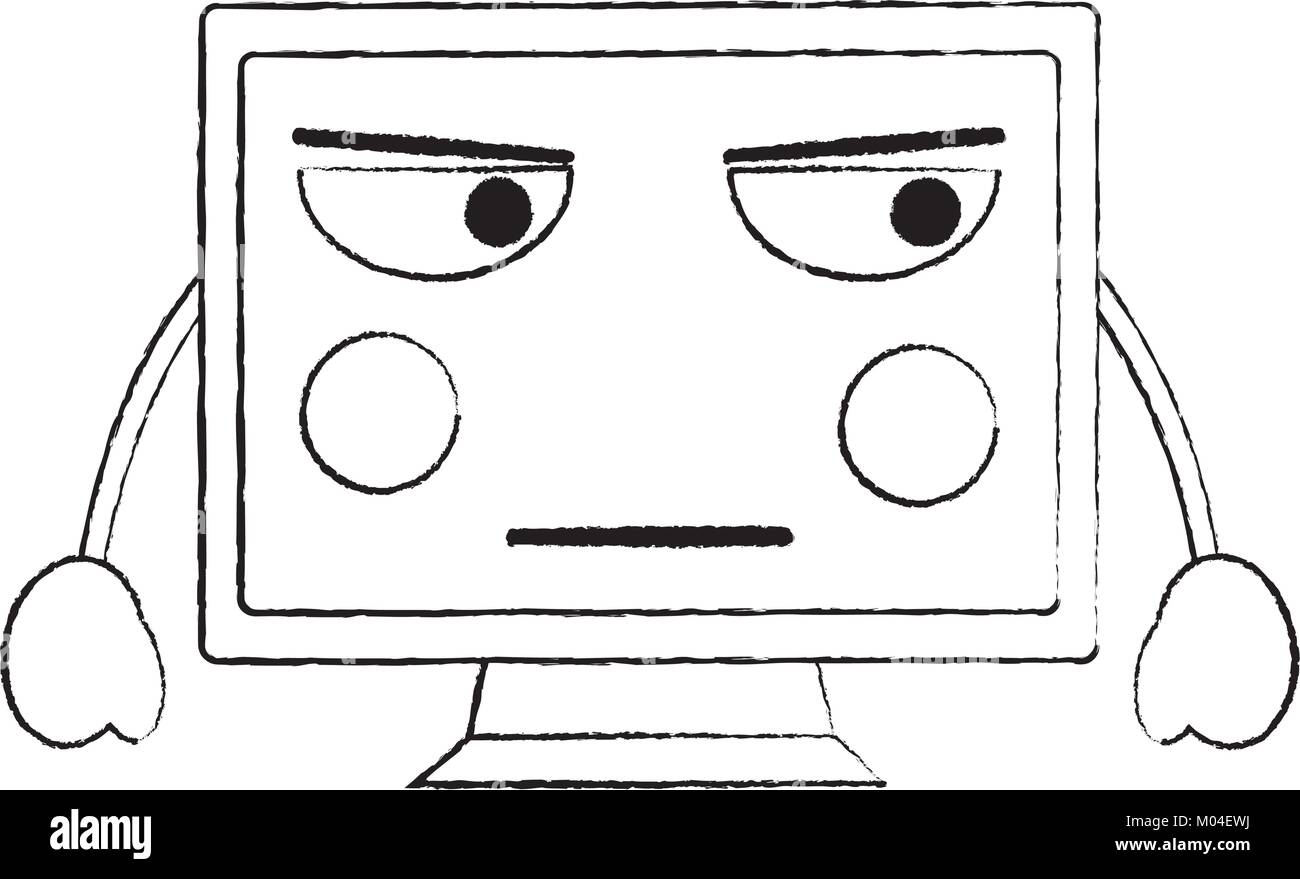 angry computer monitor kawaii icon image Stock Vector Image & Art - Alamy