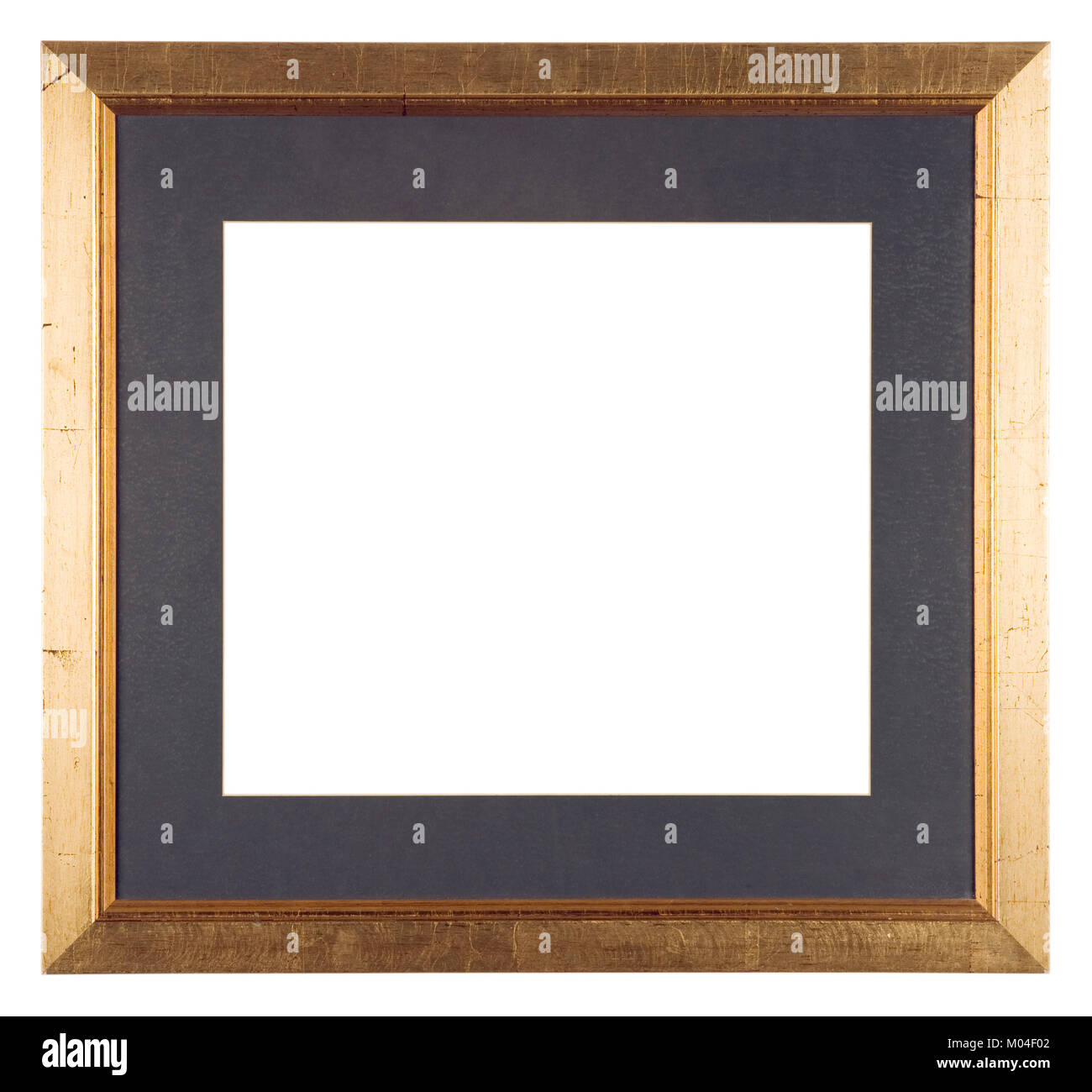 Empty picture frame isolated on white, landscape format with mount ...