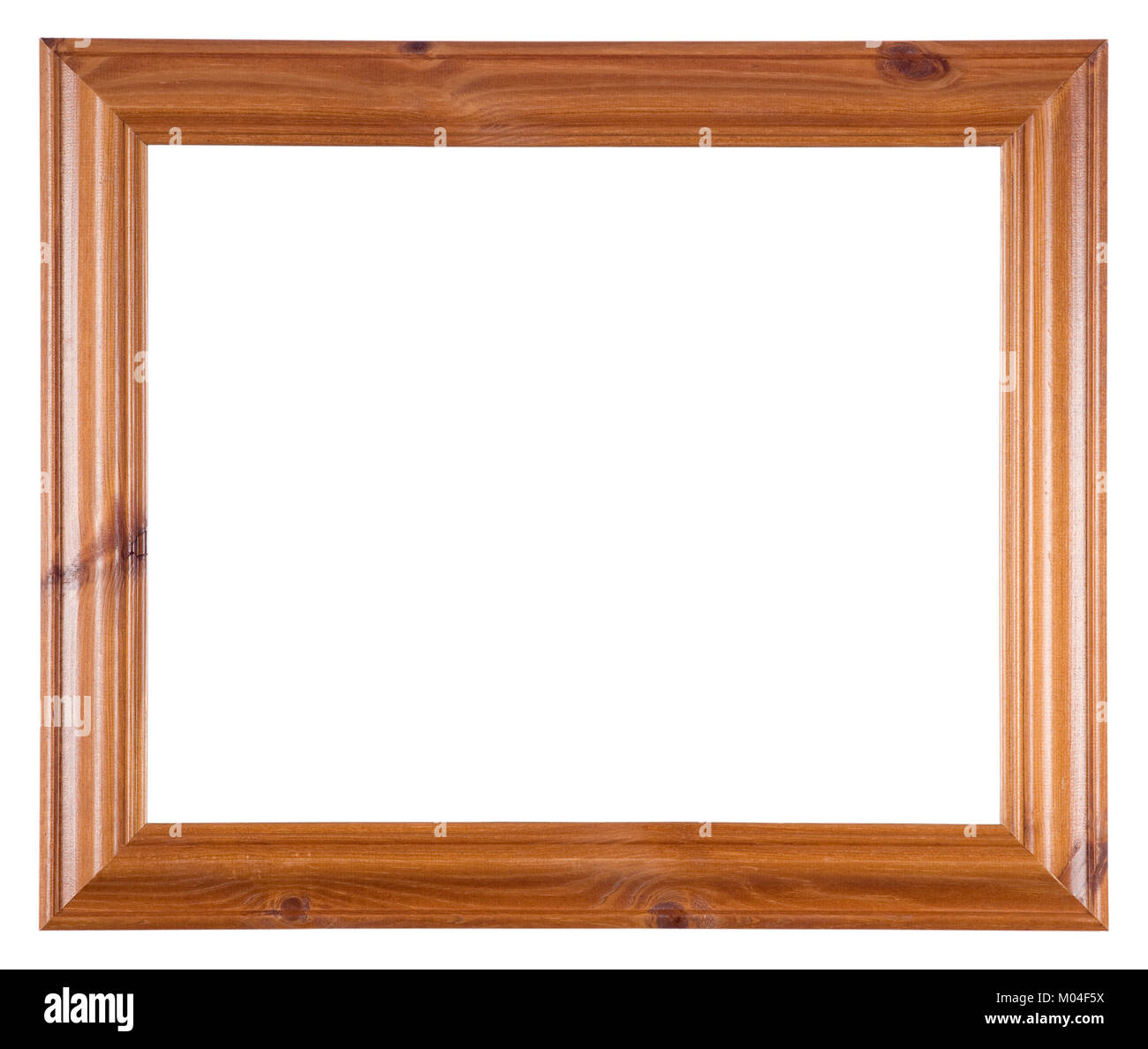 Empty picture frame isolated on white, landscape format in varnished ...