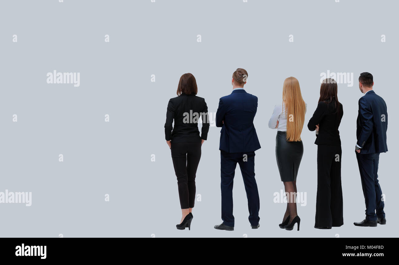 Back view of a Group of business team. Isolated on white background ...