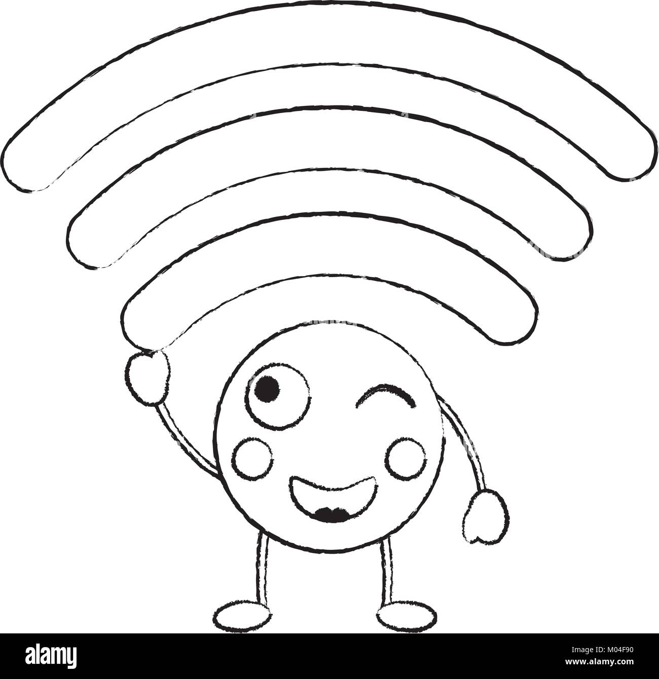 happy wifi kawaii icon image Stock Vector Image & Art - Alamy