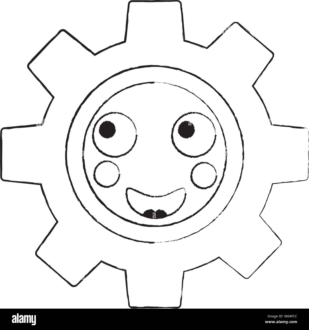 gear machinery piece cute kawaii cartoon Stock Vector Image & Art - Alamy