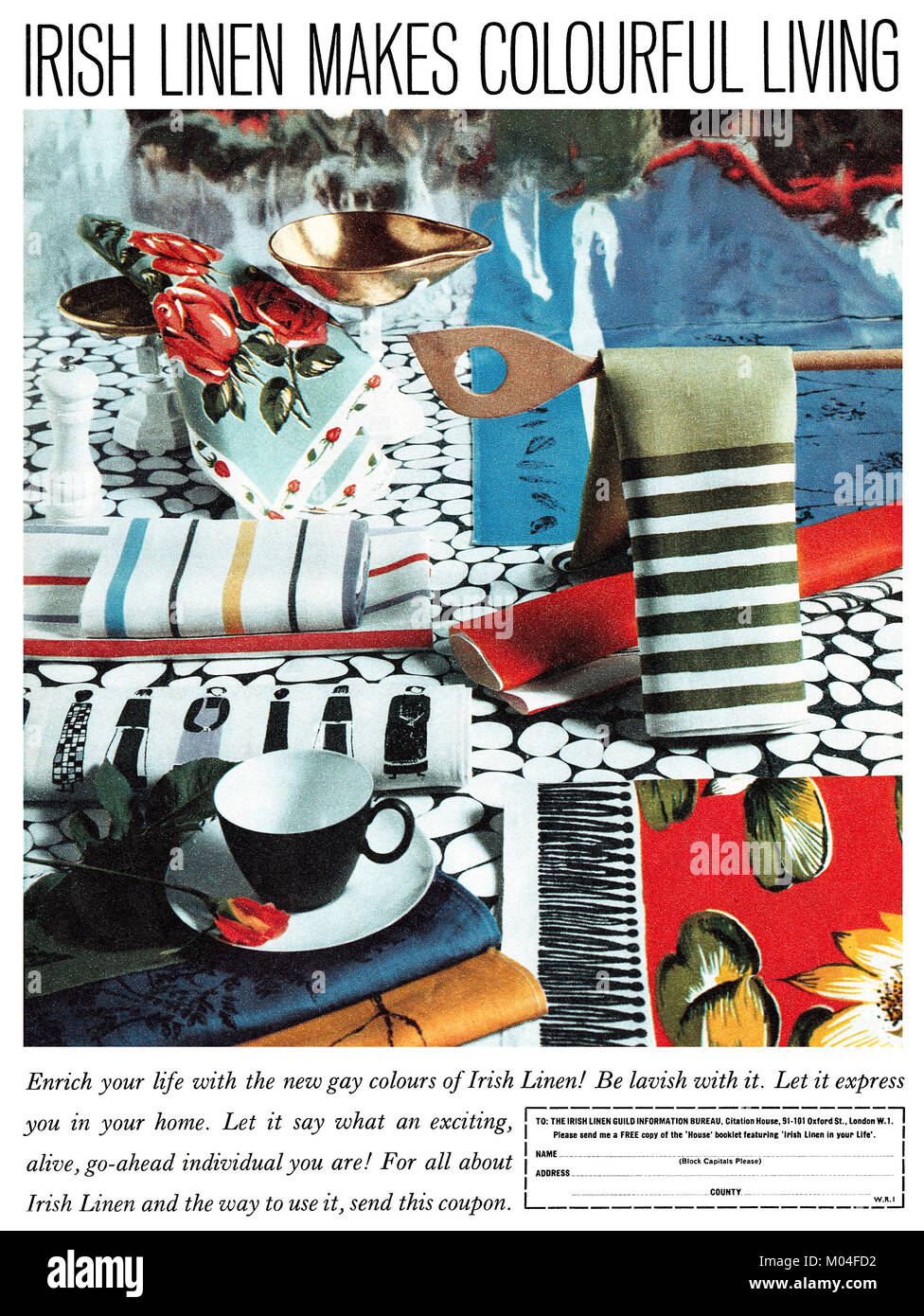 1960 British advertisement for Irish linen, issued by the Irish Linen ...