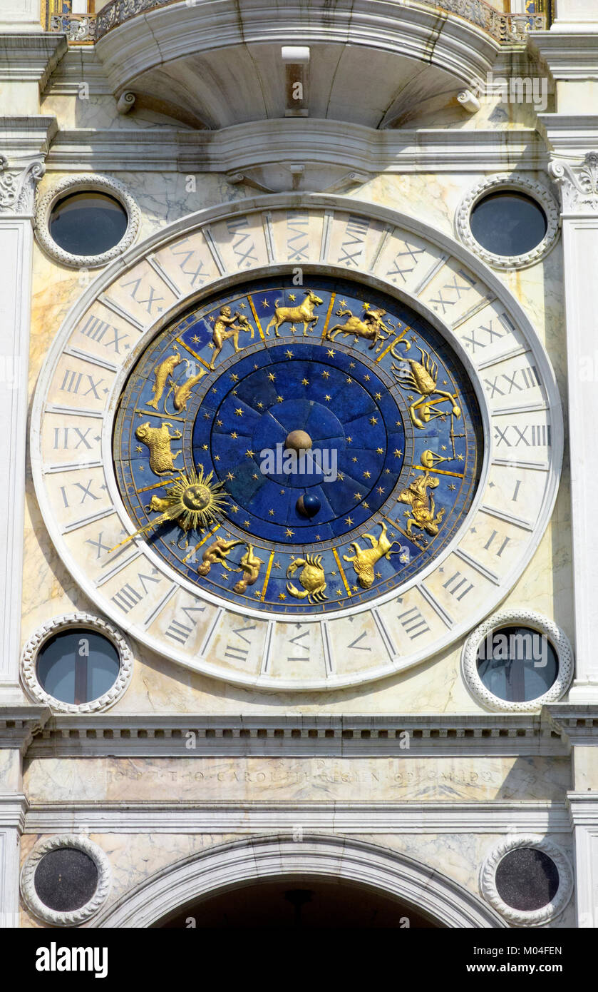 Outdoor astrological clock in the Doge's Palace, Venice, 2017 Stock ...
