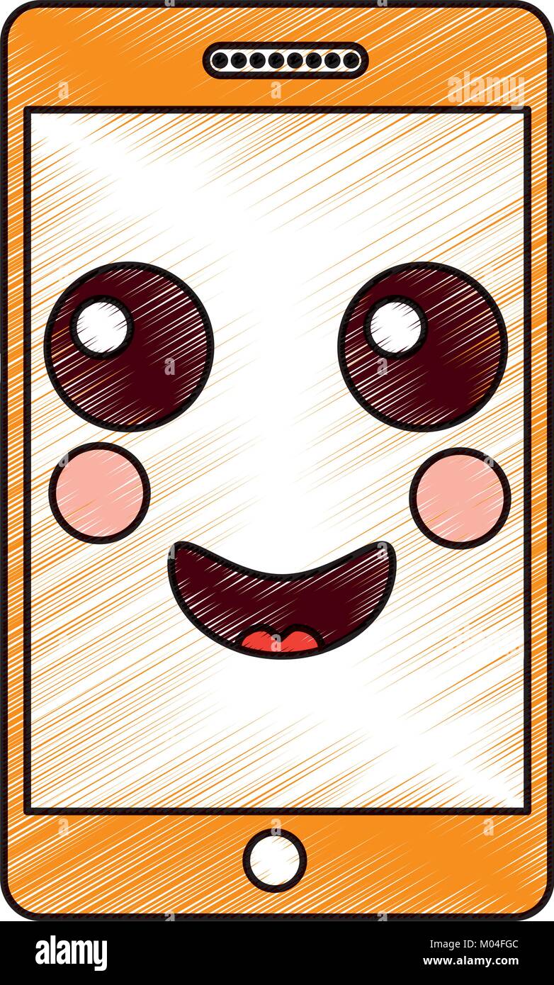 mobile phone character emoticon face kawaii Stock Vector Image & Art ...