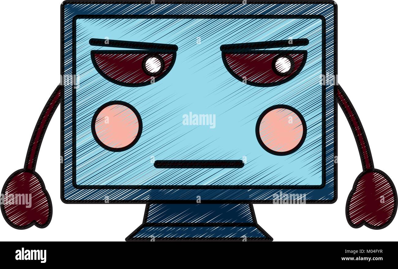 kawaii cute funny screen monitor Stock Vector Image & Art - Alamy