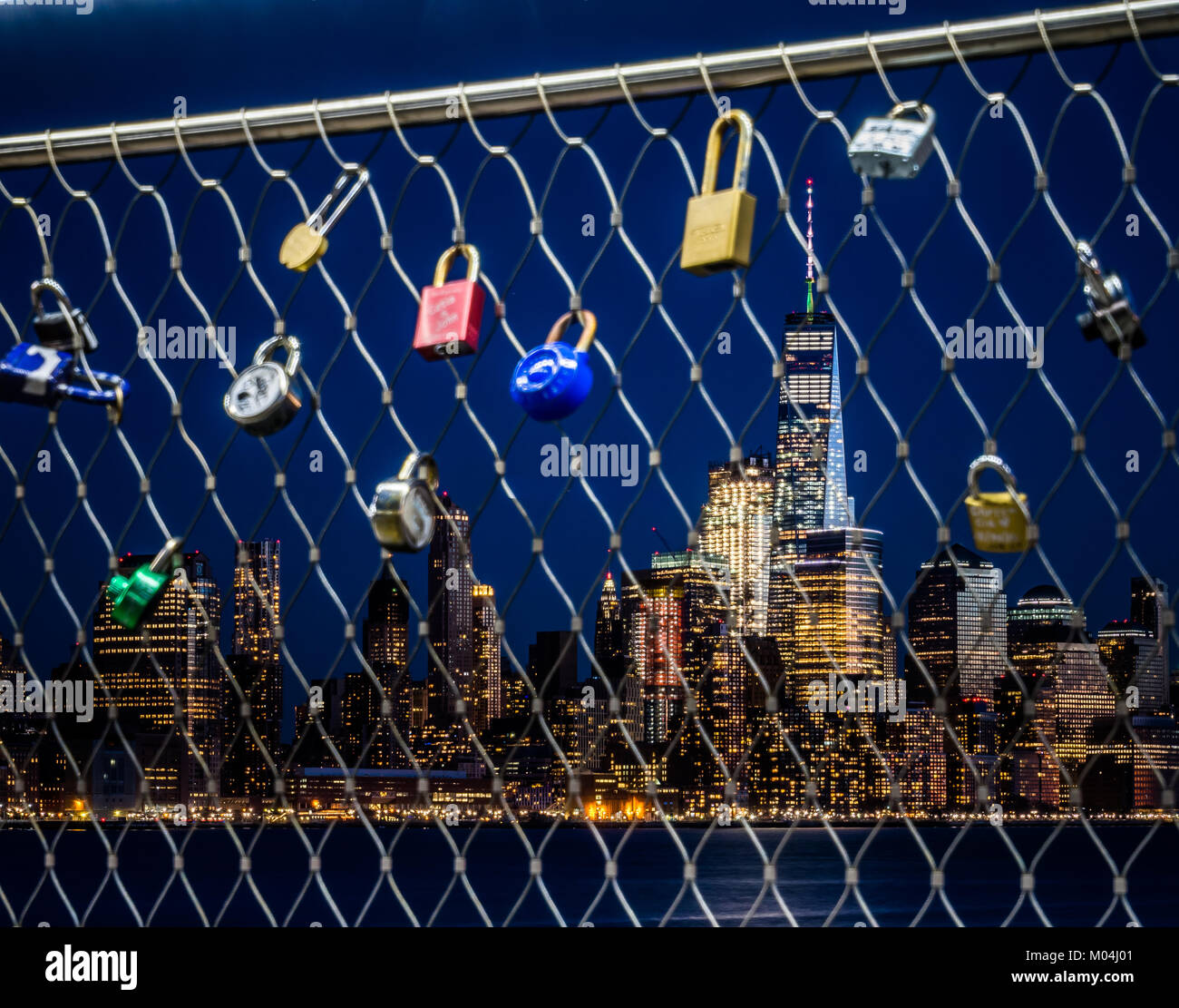 New York City and Freedom Tower at night Stock Photo - Alamy