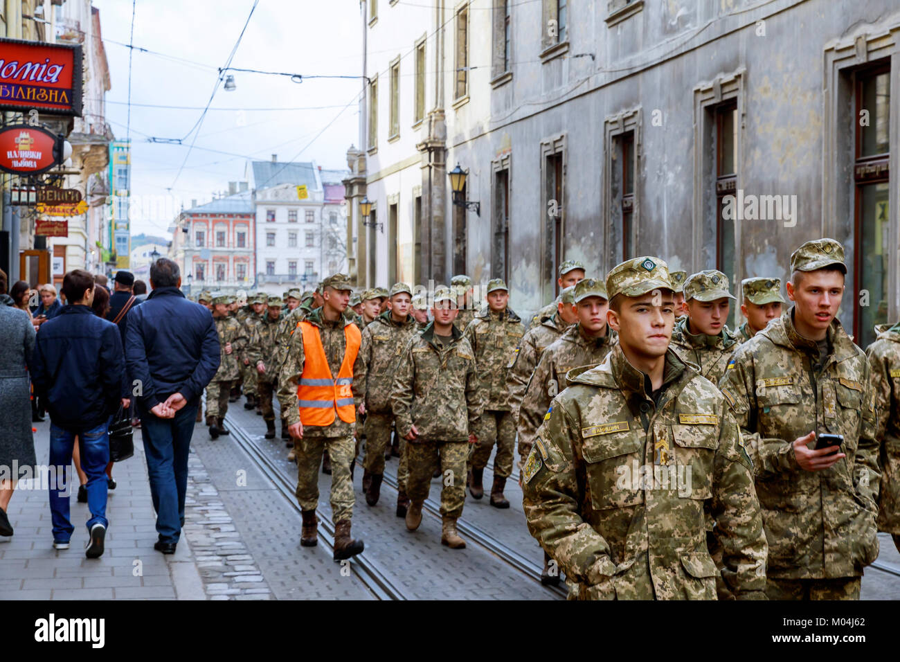 lviv Ukraine - October 30, 2017: Citizens stroll around the scenery ...
