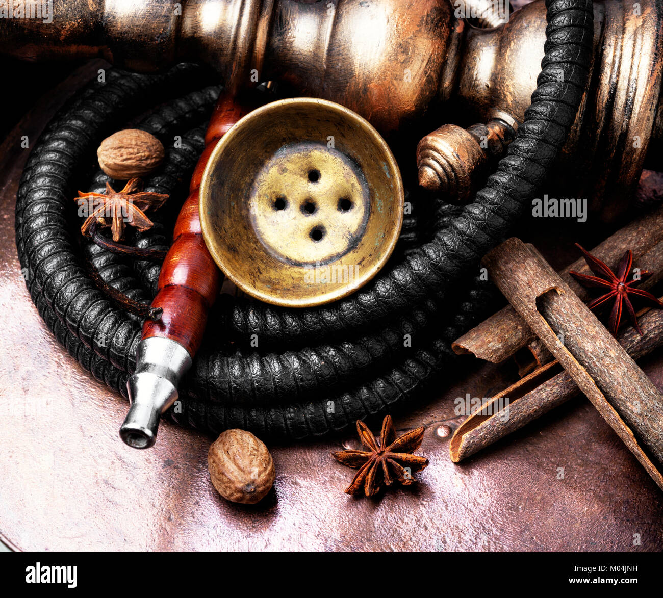 Smoking smoking shisha with tobacco aroma of spices.Oriental hookah ...