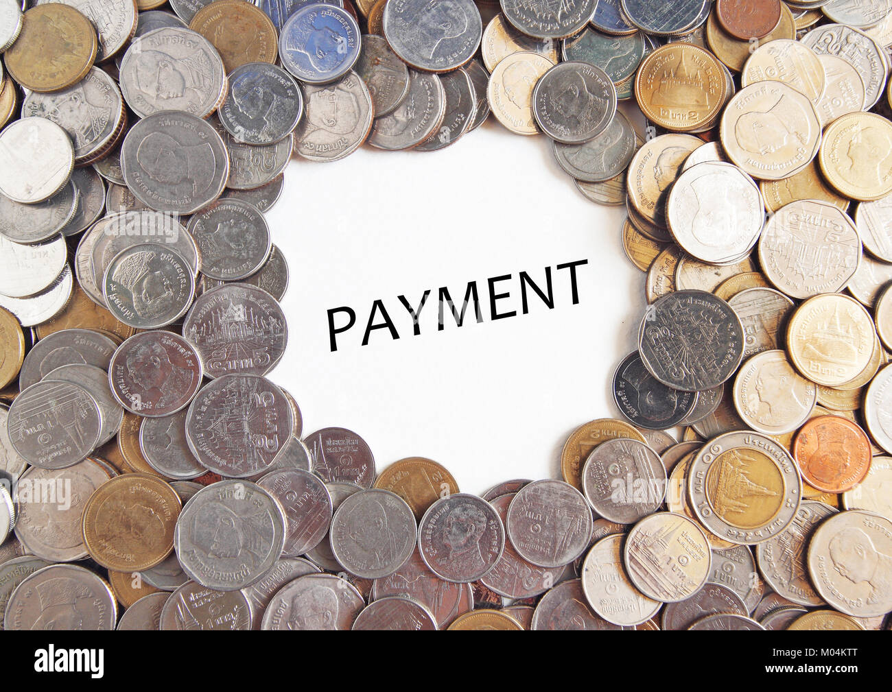 Payment words on Thai Baht or Coins texture for use background, Vintage ...