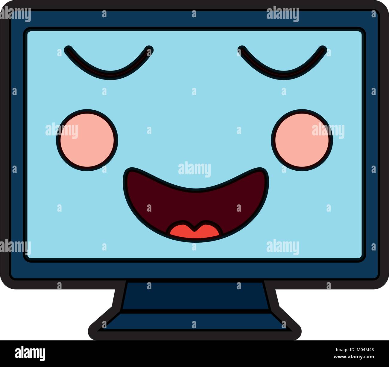 Computer kawaii cartoon happy cute Stock Vector Images - Alamy