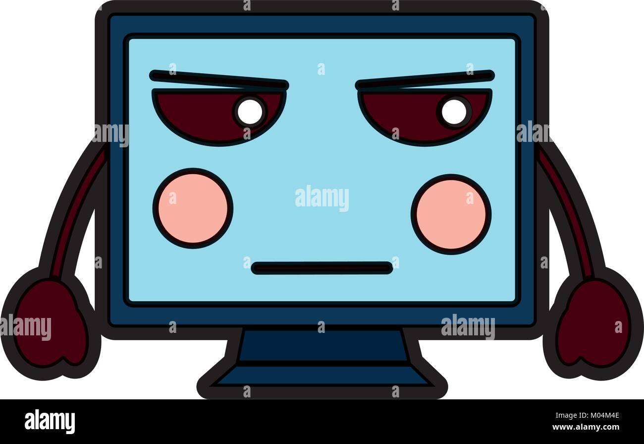 angry computer monitor kawaii icon image Stock Vector Image & Art - Alamy