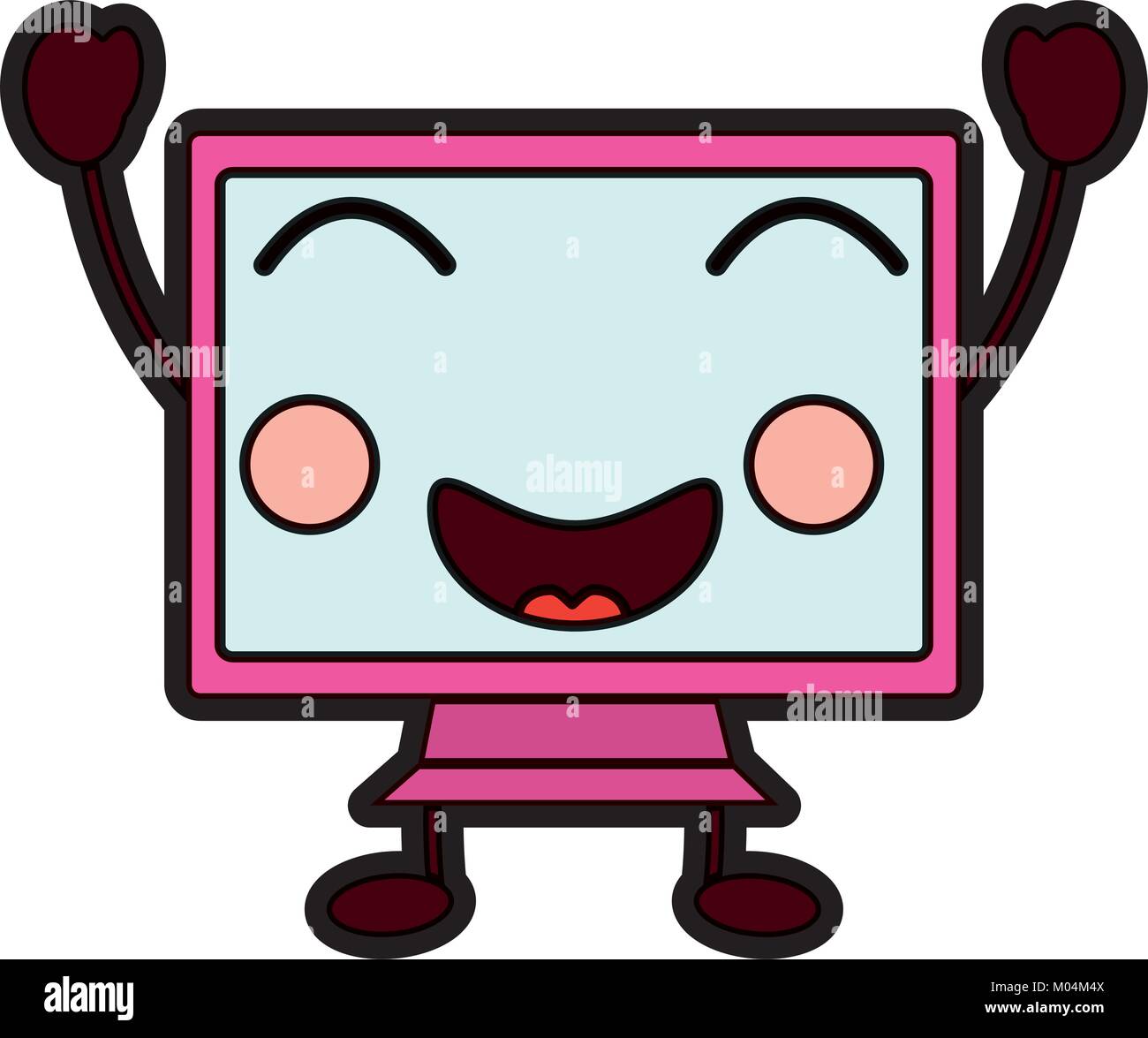 happy computer monitor kawaii icon image Stock Vector Image & Art - Alamy