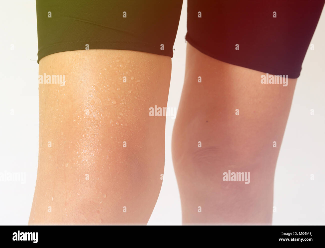 Sweat on body of woman ,exercise, Health Concept , Vintage tone. Retro ...