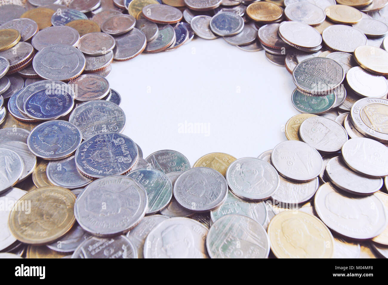 Coins texture for use background , soft focus, vintage mode Stock Photo ...