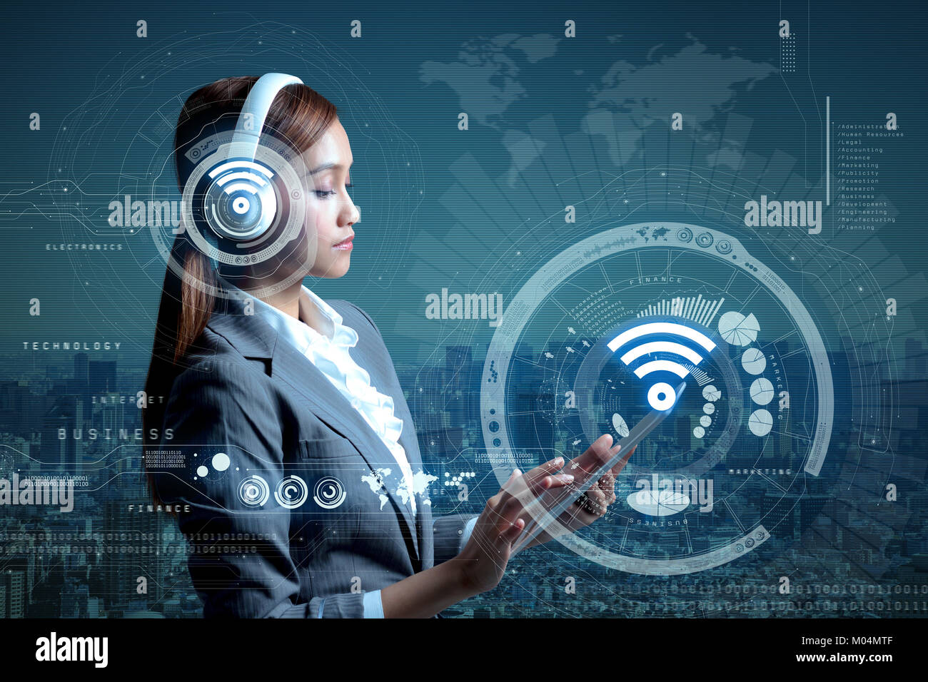 smart city and wireless communication network Stock Photo - Alamy