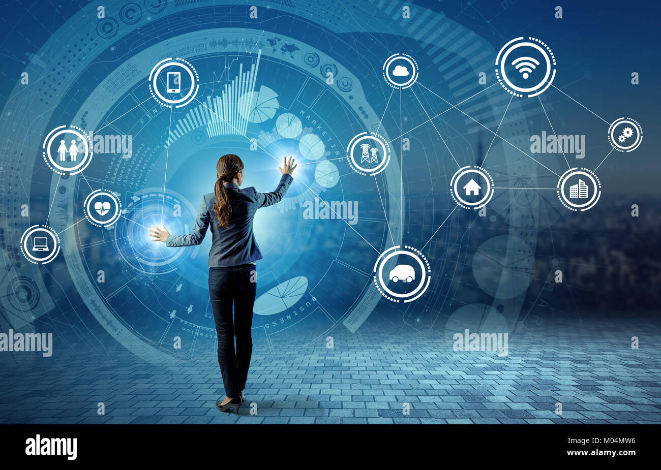 IoT(Internet of Things) concept. Fintech(Financial Technology). ICT ...