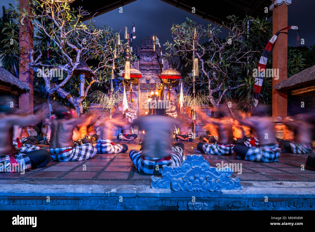 Bali, Indonesia - October 2015: Dancers praying in between Traditional ...