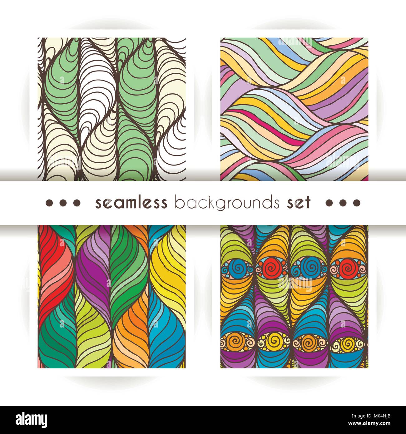 Decorative vector seamless set of wave patterns. Endless illustration ...