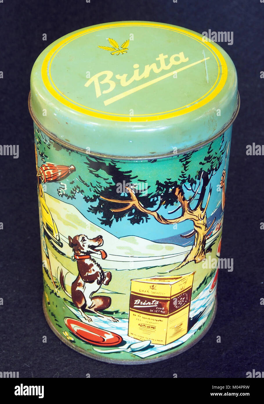 This photo depicts a Brinta blik, a traditional Dutch tin can commonly ...