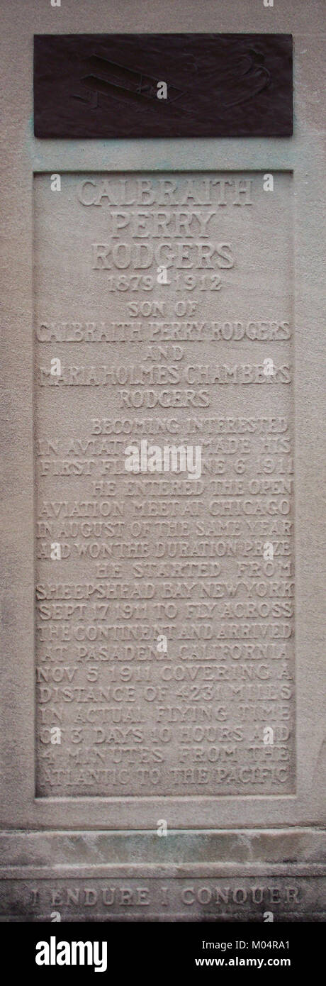 The monument to Calbraith Perry Rodgers, located in Allegheny Cemetery, honors the life and ...