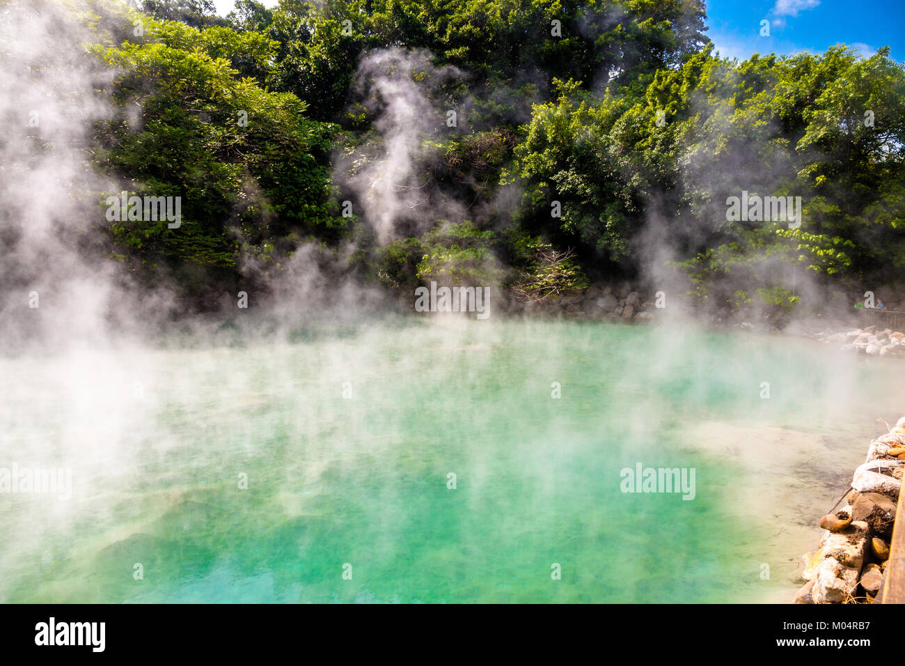 The jade-like hot spring at Beitou Thermal Valley is releasing ...