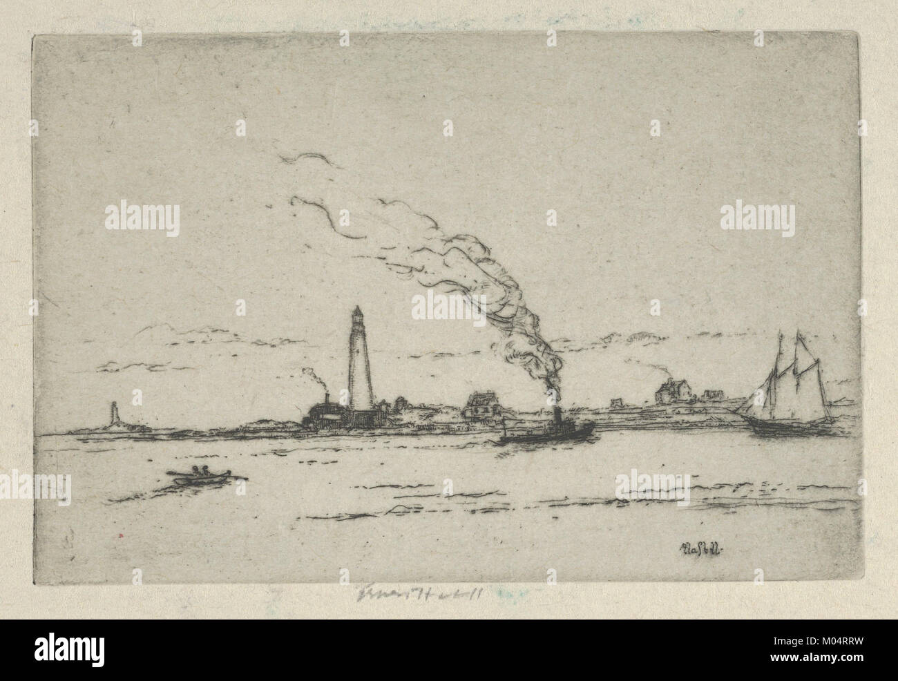 An image of the Boston Light, the first lighthouse built in the United ...