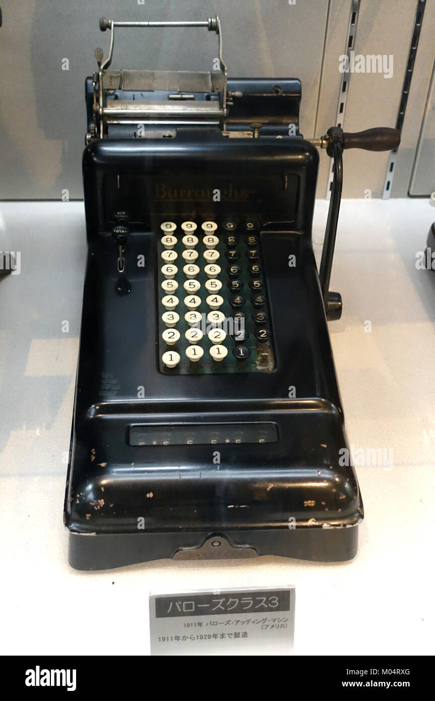 The Burroughs adding machine, displayed at the Ridai Museum of Modern ...