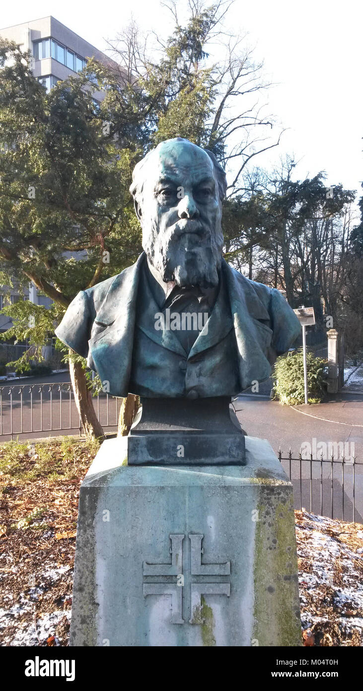 Bust of Johannes Niggeler in the park at Kleine Schanze in Bern ...