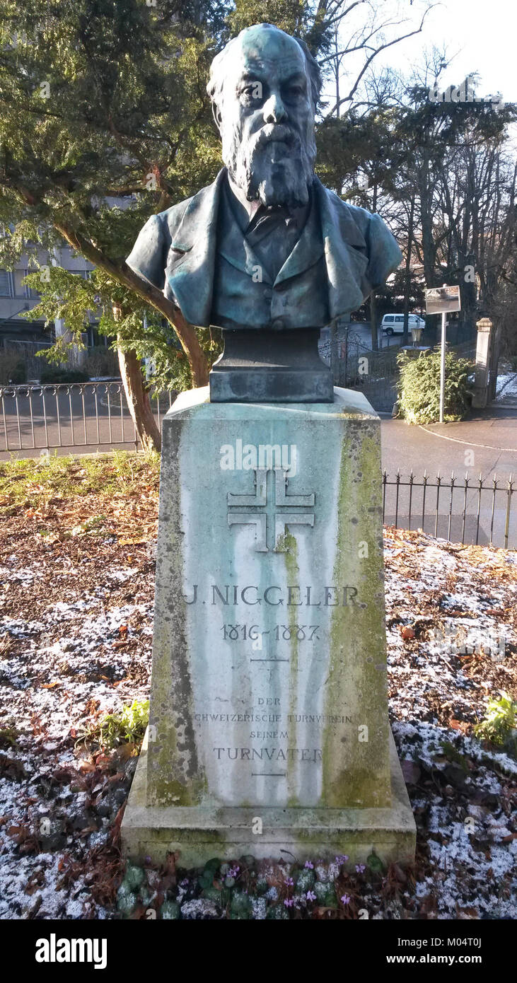 Bust of Johannes Niggeler in the park at Kleine Schanze in Bern ...