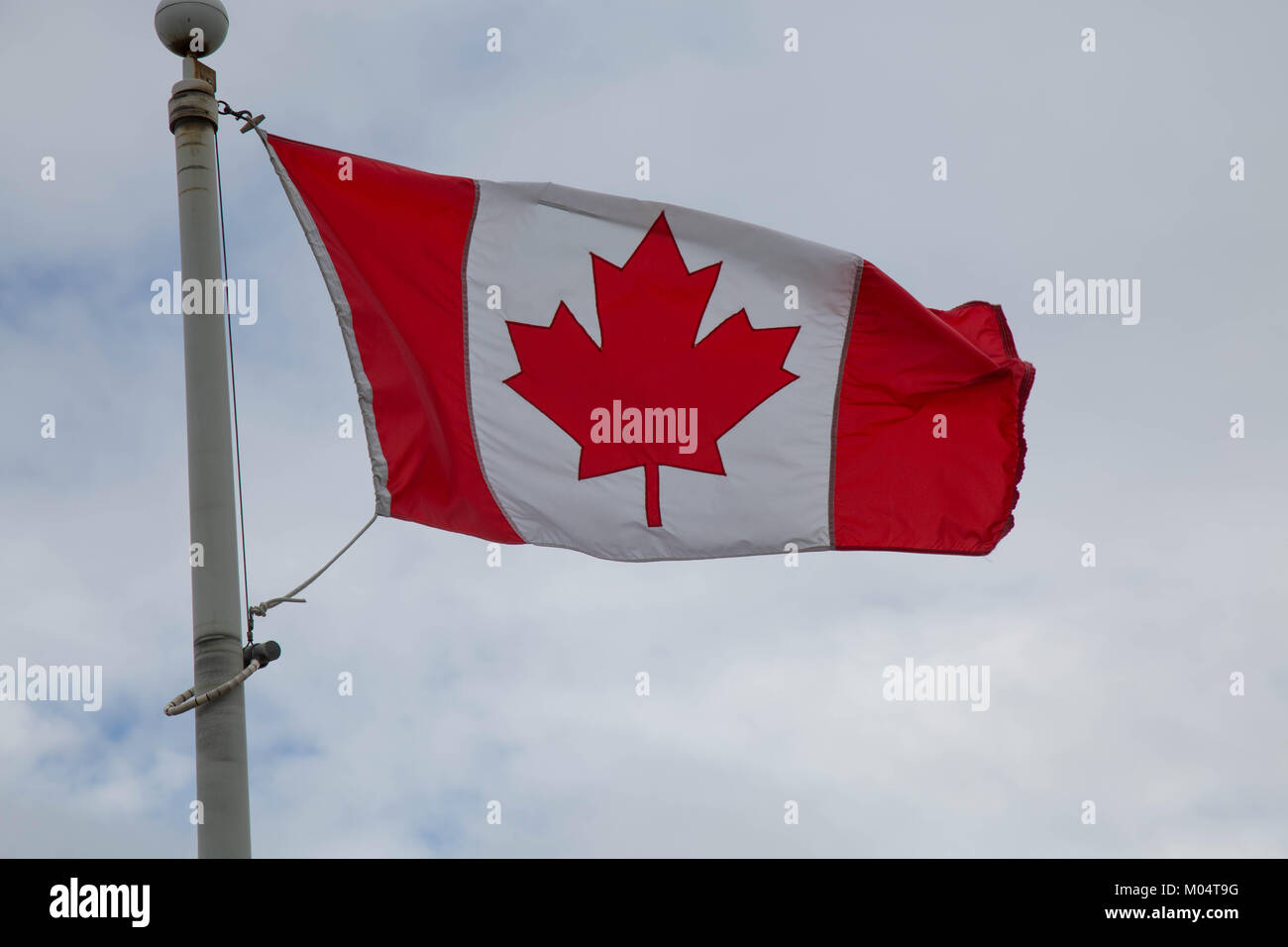 Canadian national flag sky clouds windy day Stock Photo - Alamy