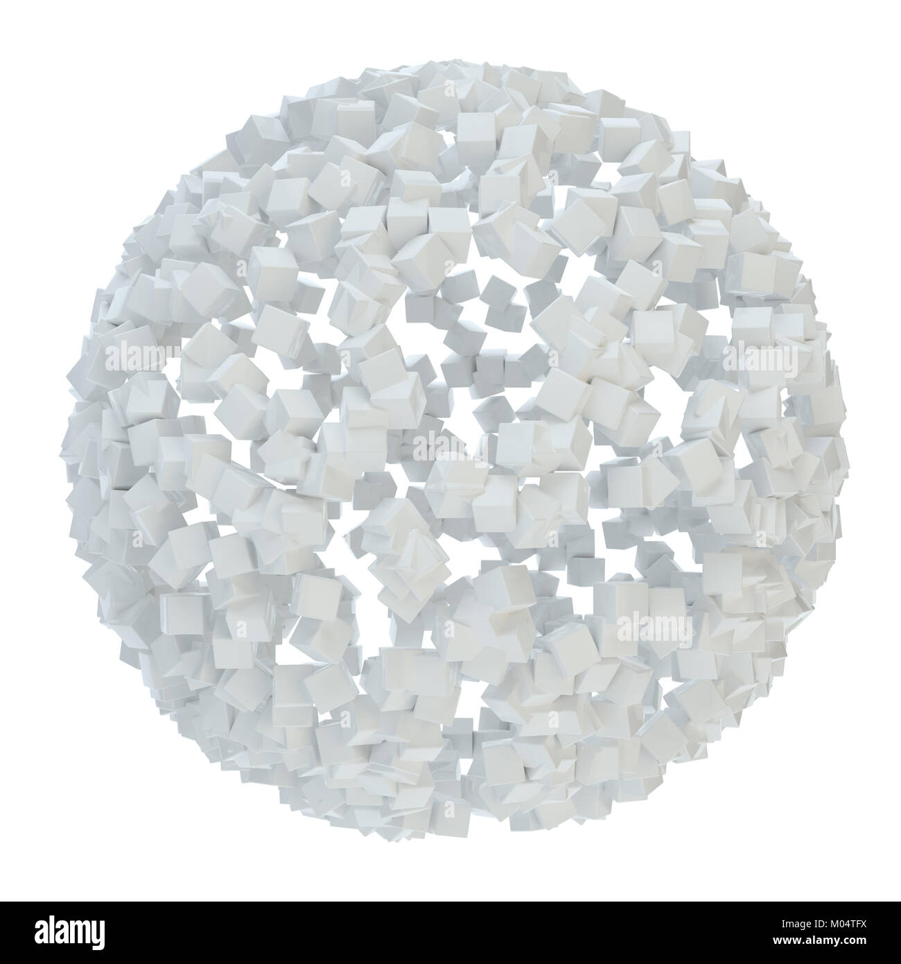 3D white abstract sphere of small cubes Stock Photo - Alamy
