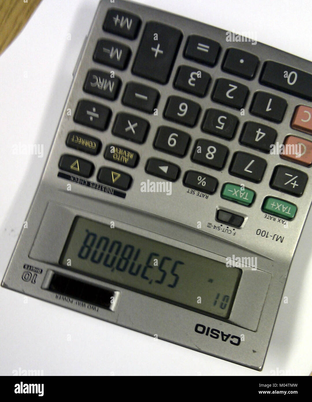 A calculator display reading 'b00b7e55', a common example of a playful ...