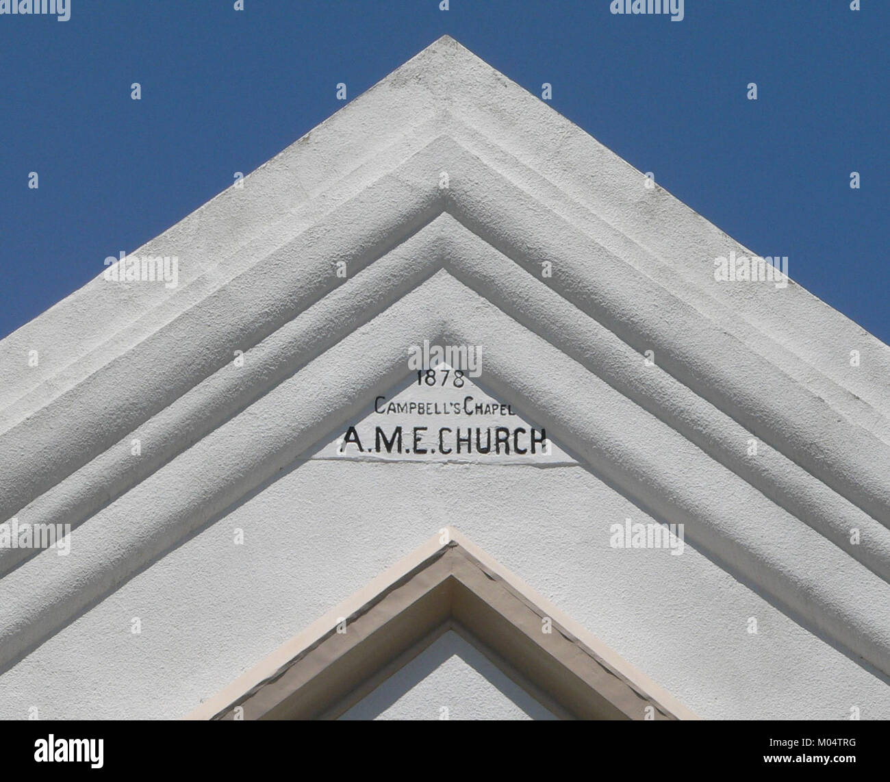 The upper architectural detail of the Campbell Chapel AME in Atchison ...