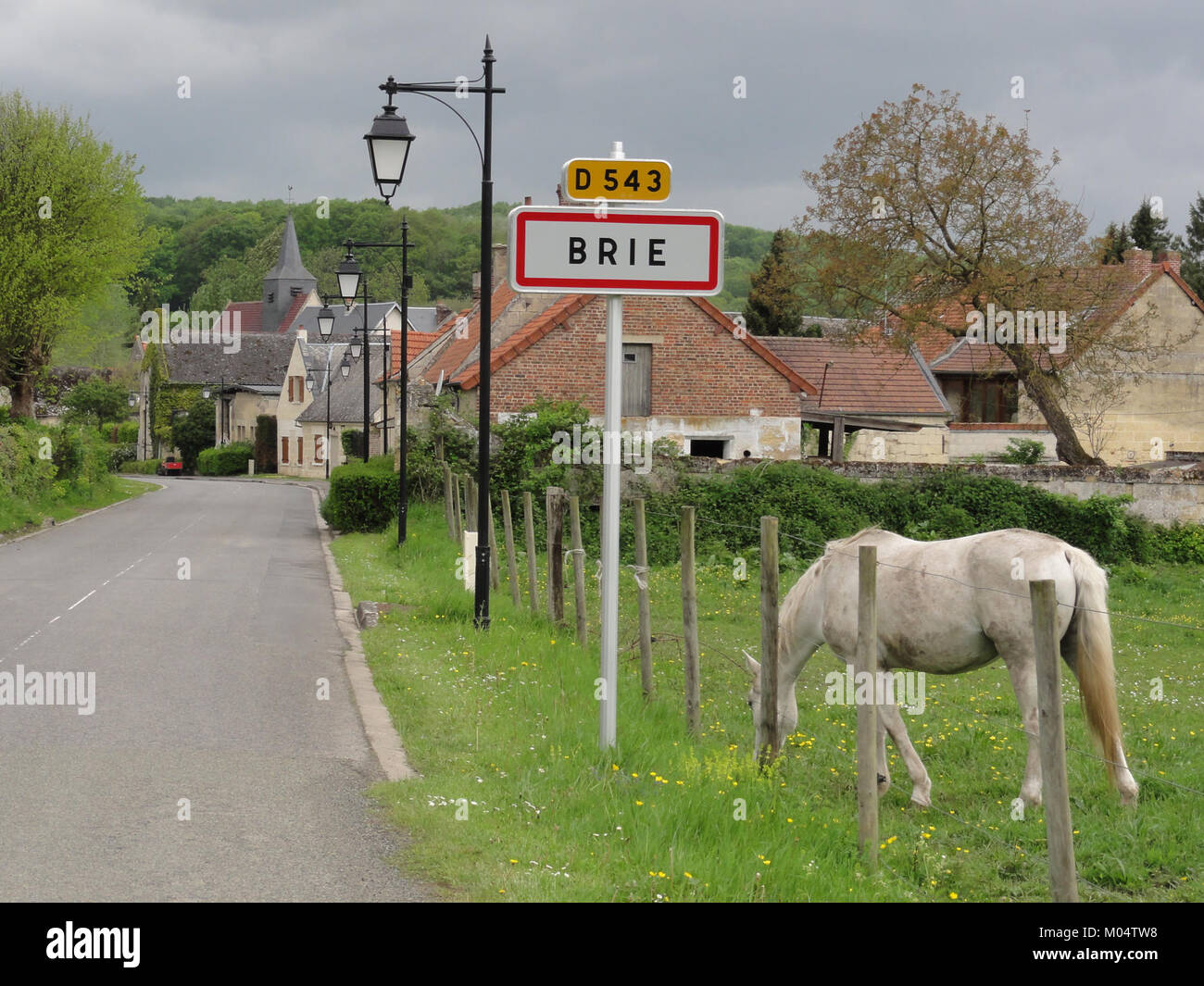 This image features the city limit sign of Brie, located in the Aisne ...