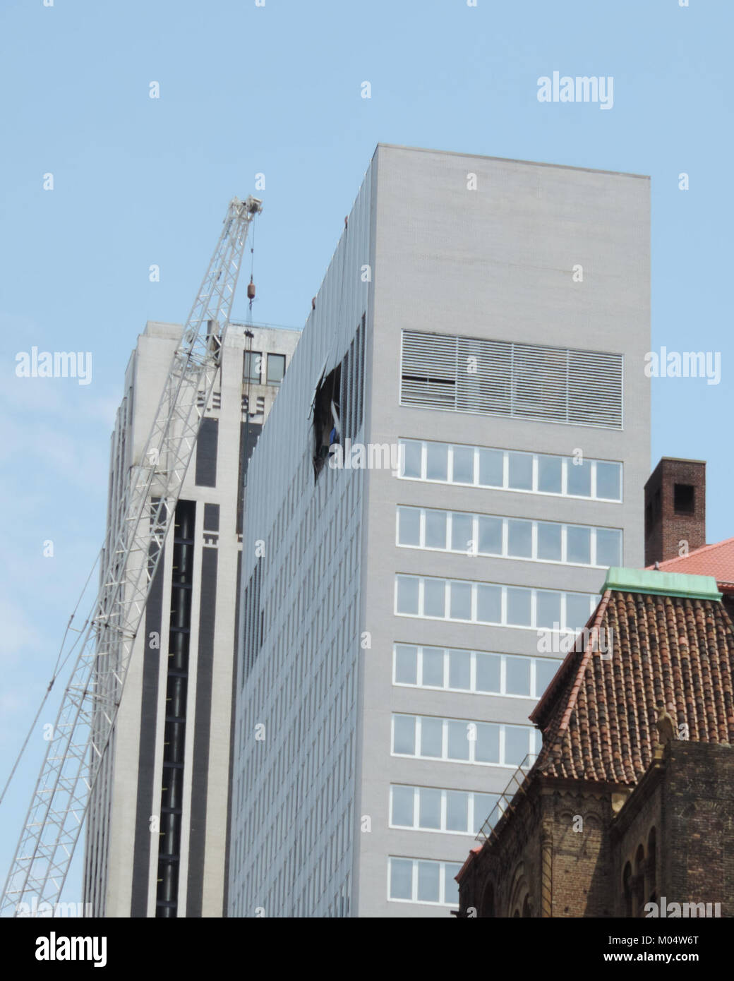 A historical photograph capturing the scene of a break-in at 261 ...