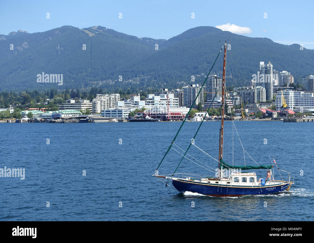 A photograph showing Burrard Inlet in Vancouver, Canada, with a ...