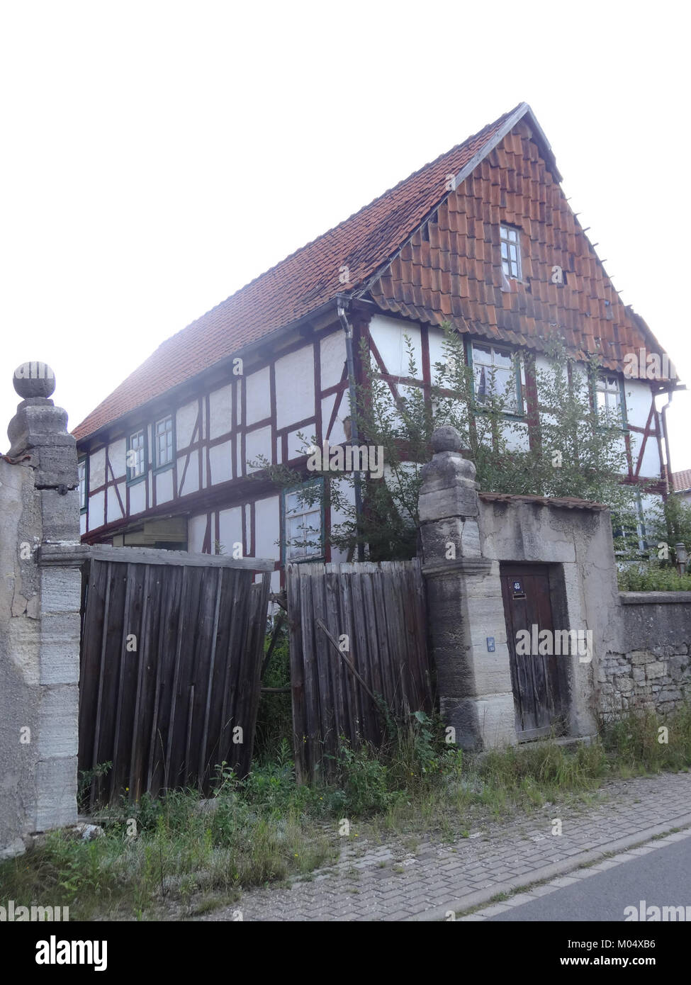 Buildings in Niedergebra, Germany, represent regional architecture with ...