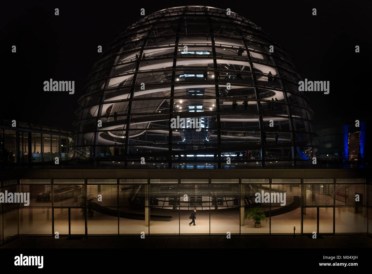 View of Reichstag cupola dome view at night, Berlin, Germany Stock ...