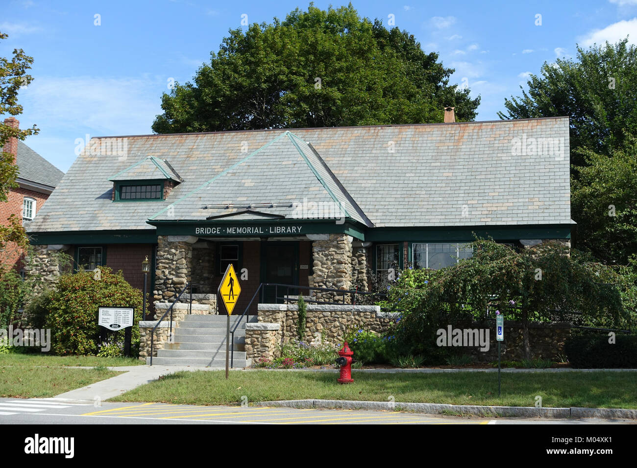 The Bridge Memorial Library in Walpole, New Hampshire, captured in a ...
