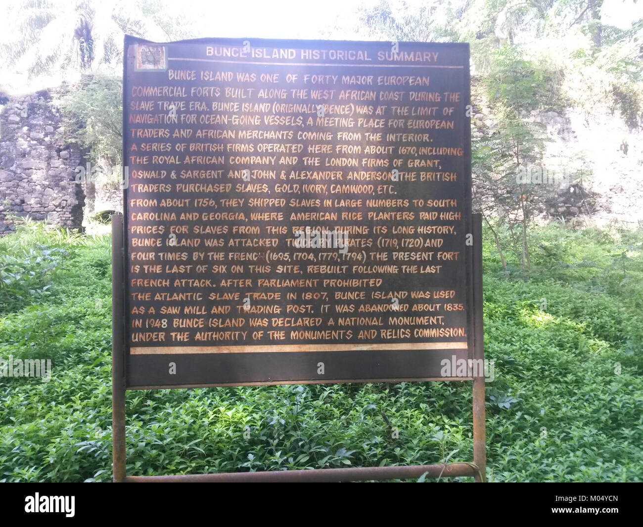 The Bunce Island Historical Summary panel provides an overview of Bunce ...