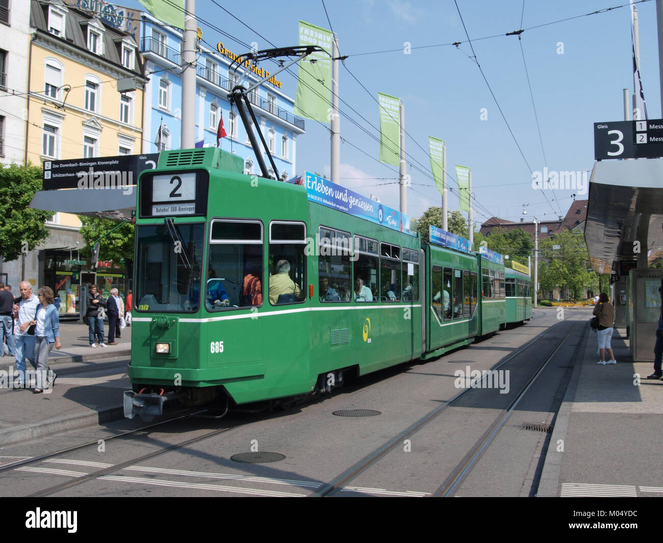 BVB Tram car 685 line 2 towards Bahnhof SBB-Binningen at Basel ...
