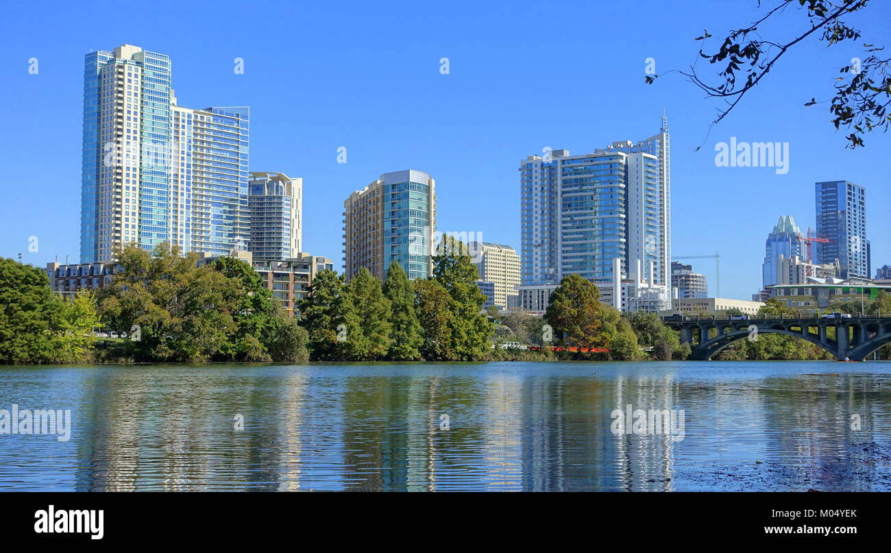 A photograph depicting buildings in Austin, Texas. The image showcases ...